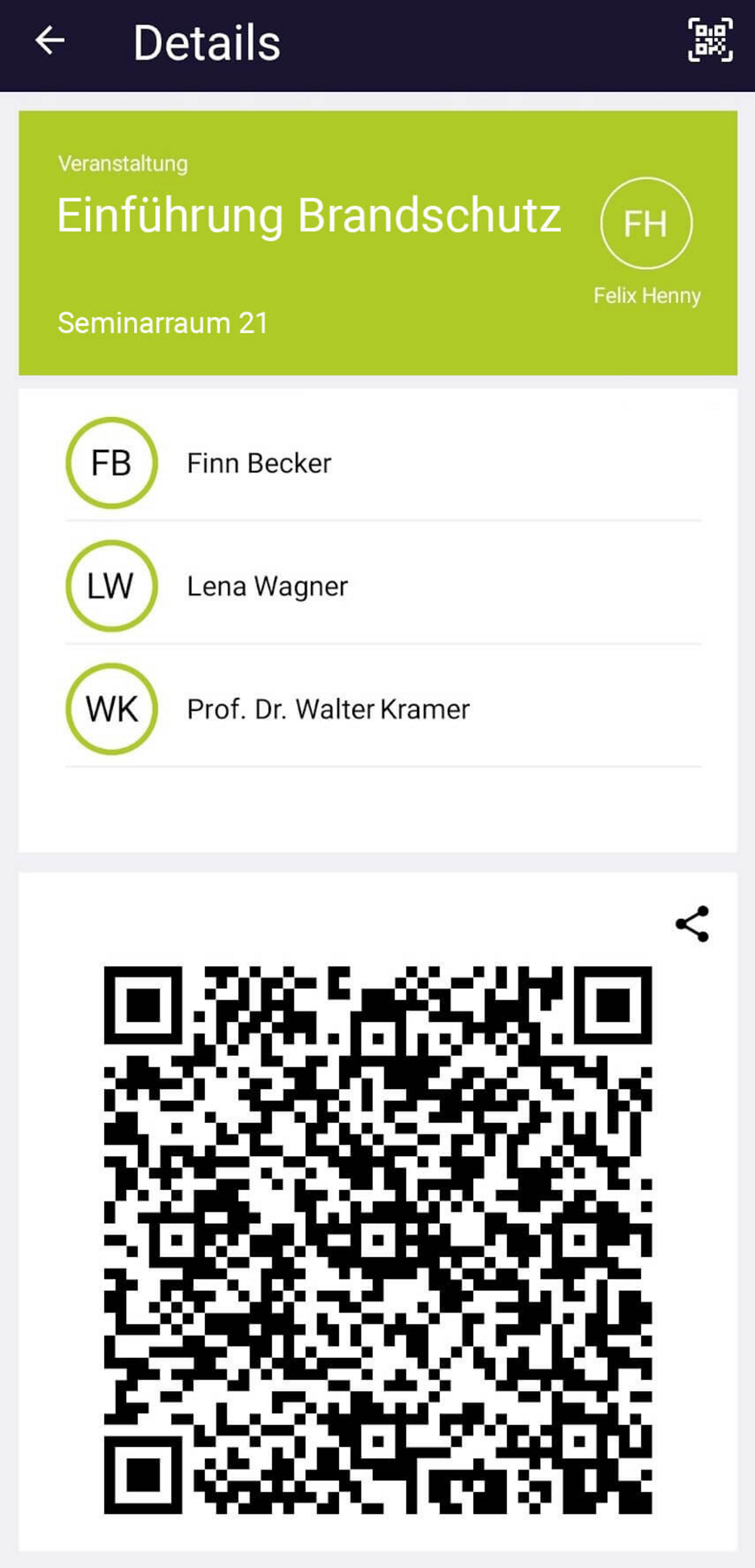 Teilnahmebestätigung per QR-Code